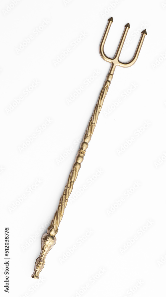 Golden Trident isolated on white background Stock Photo | Adobe Stock