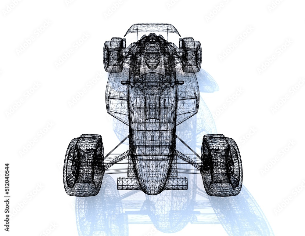 wireframe of race car concept line art 3d illustration Stock ...