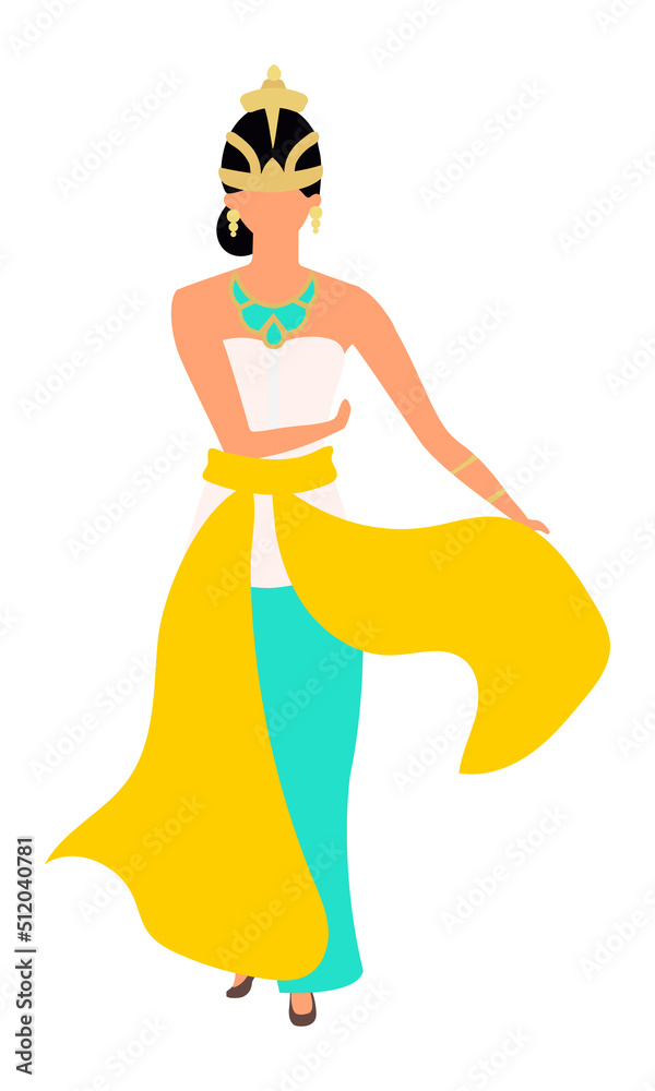 Indonesian traditional dancer semi flat color vector character ...