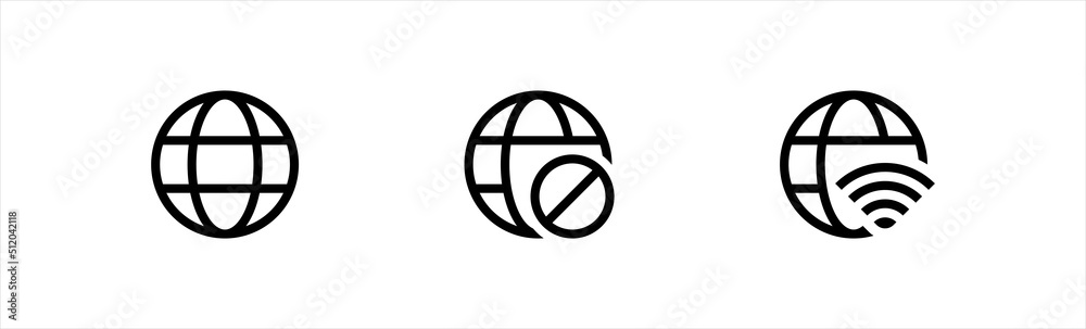 internet connection icons. no connection sign. connection flat symbol ...