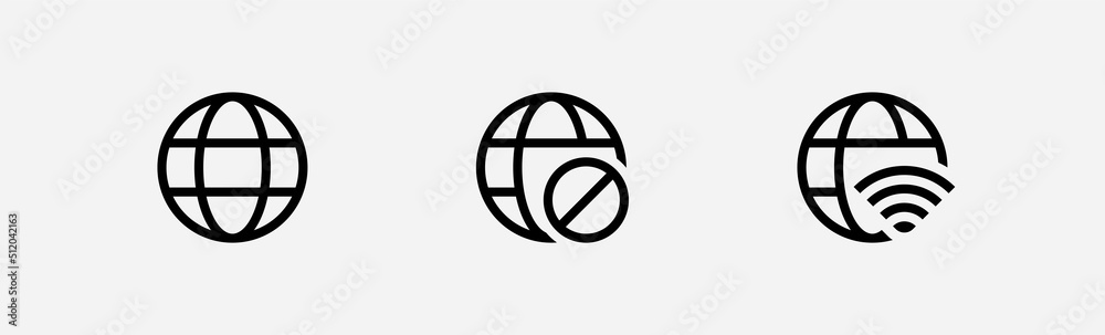 internet connection icons. no connection sign. connection flat symbol ...
