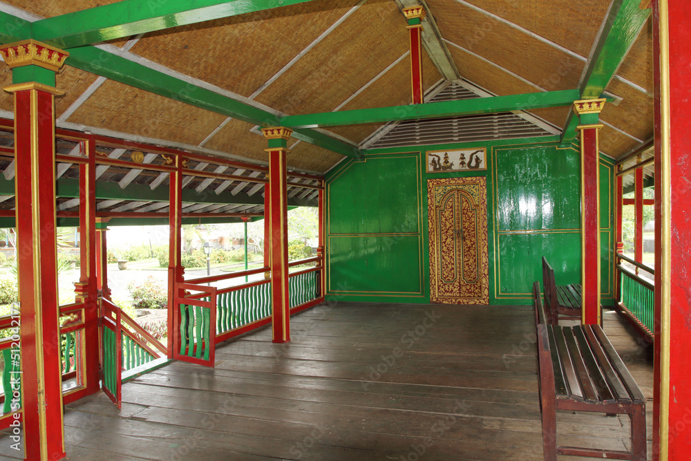 Interior of the second floor of the "Bale Terang", Balinese traditional ...