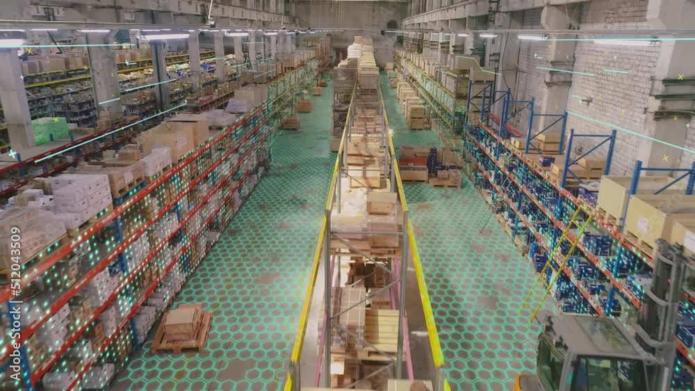 Visualization of a modern warehouse. Visualization of artificial ...