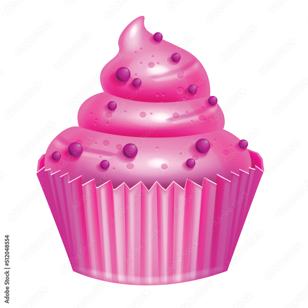Pink Birthday Cupcake Clip Art