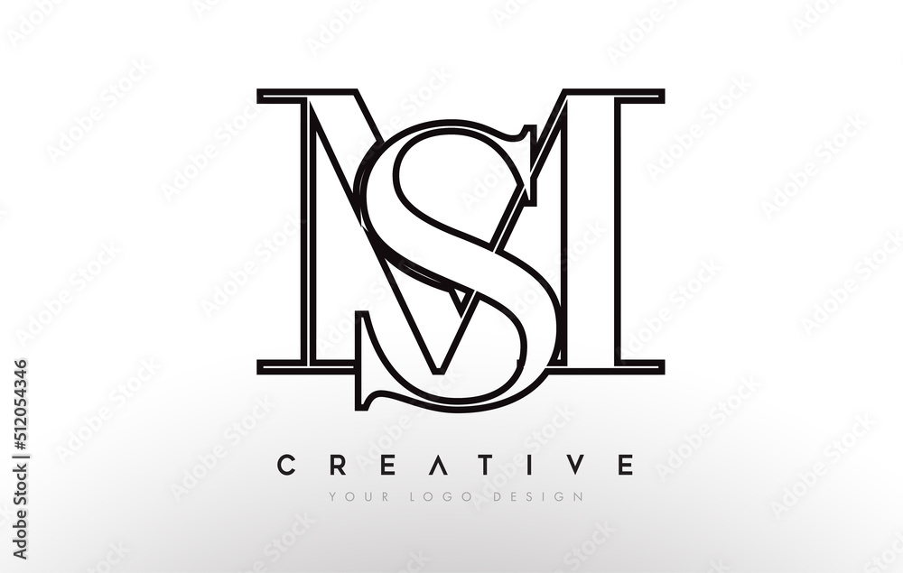 MS letter design logo logotype icon concept with serif font and classic ...