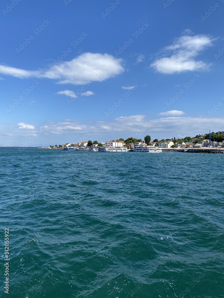 View of Princes Islands from the Sea of Marmara in Istanbul. Historic ...
