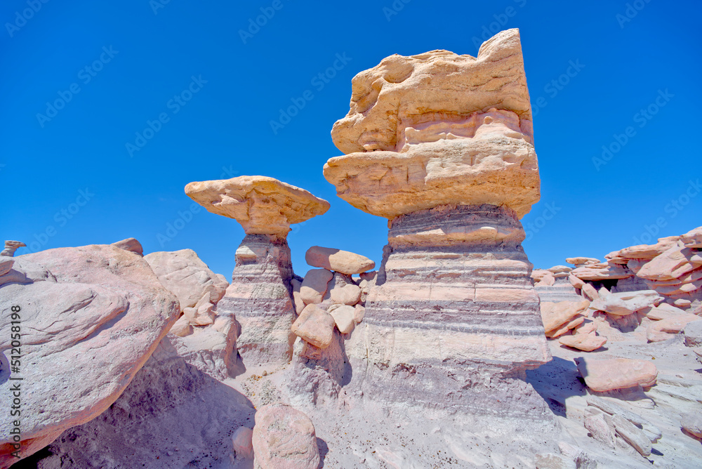 Towering pillars of rock in Devil's Playground at Petrified Forest ...