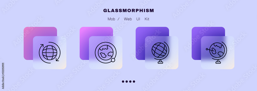 Geography set icon. Globe, world, route, map, pointer, earth, planet ...