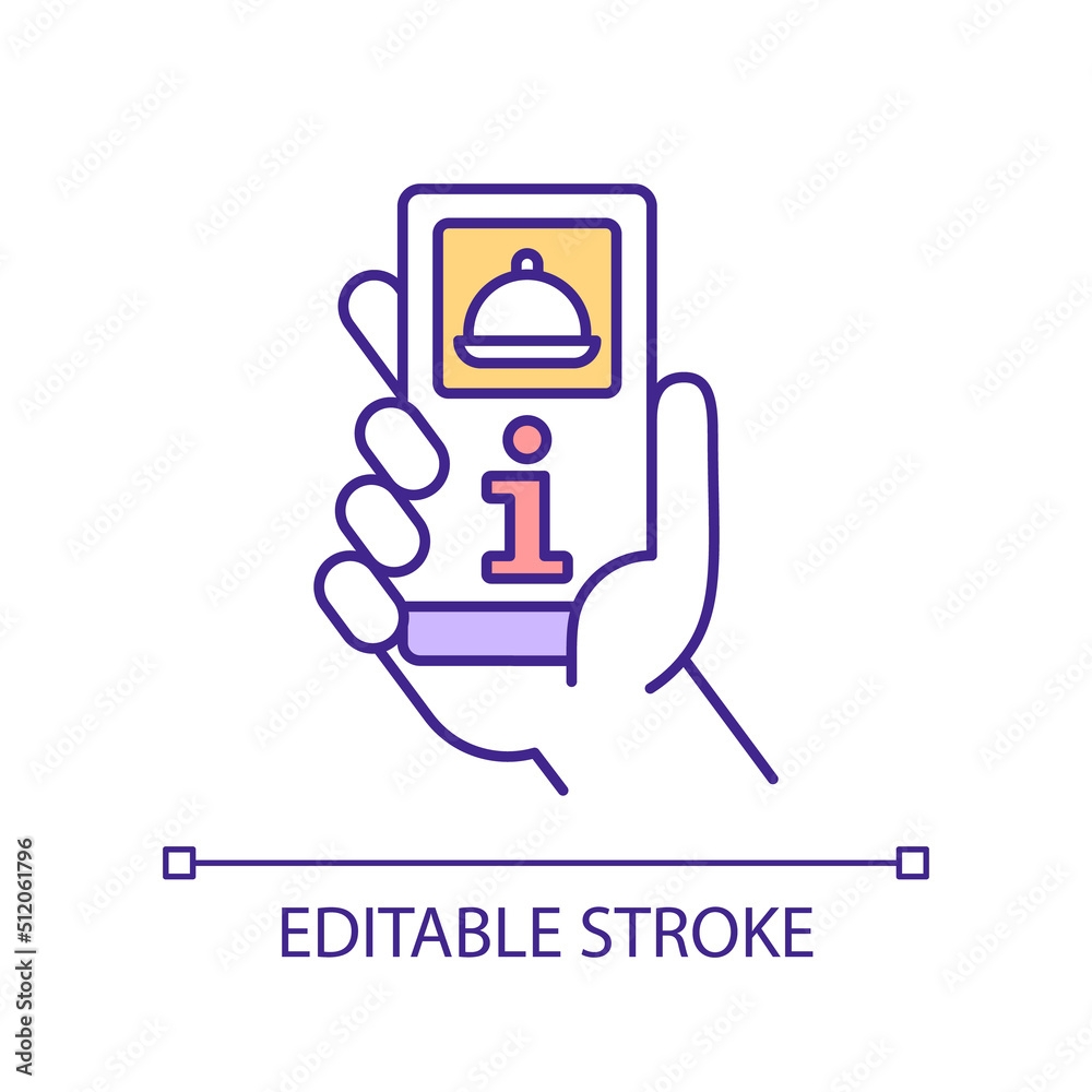 Interactive restaurant menu RGB color icon. Ordering food delivery ...