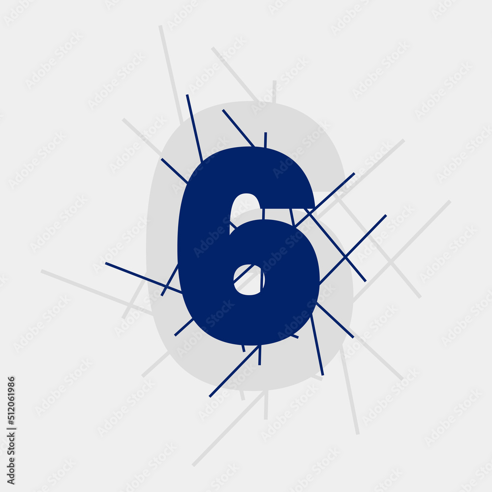 6 Numeric text conceptual logo vector design. Six number with line ...