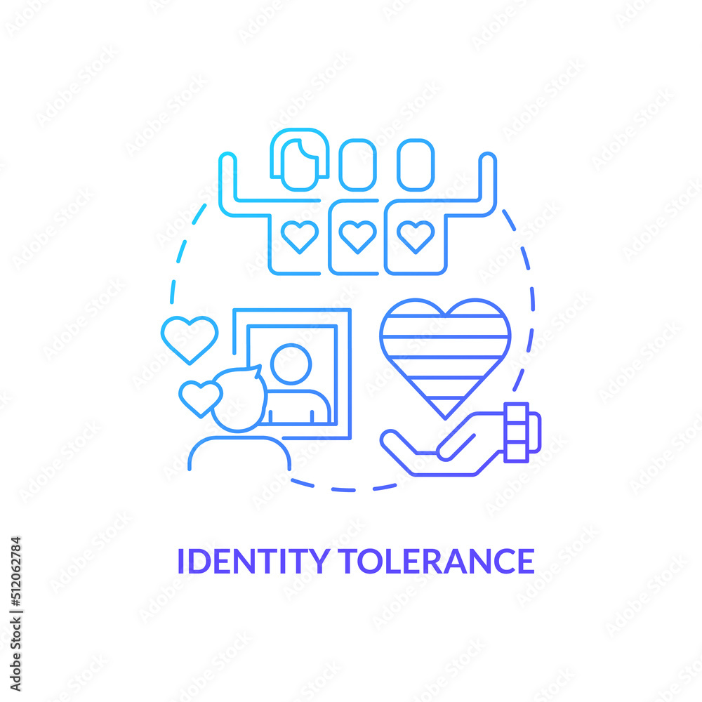 Identity tolerance blue gradient concept icon. Admit different ...
