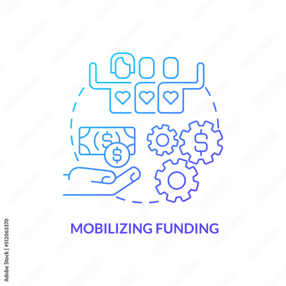 Mobilizing funding blue gradient concept icon. Financing LGBT community ... Mobilizing funding blue gradient concept icon. Financing LGBT community ...