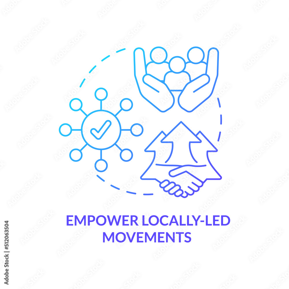 Empower locally led movements blue gradient concept icon. LGBT movement ...
