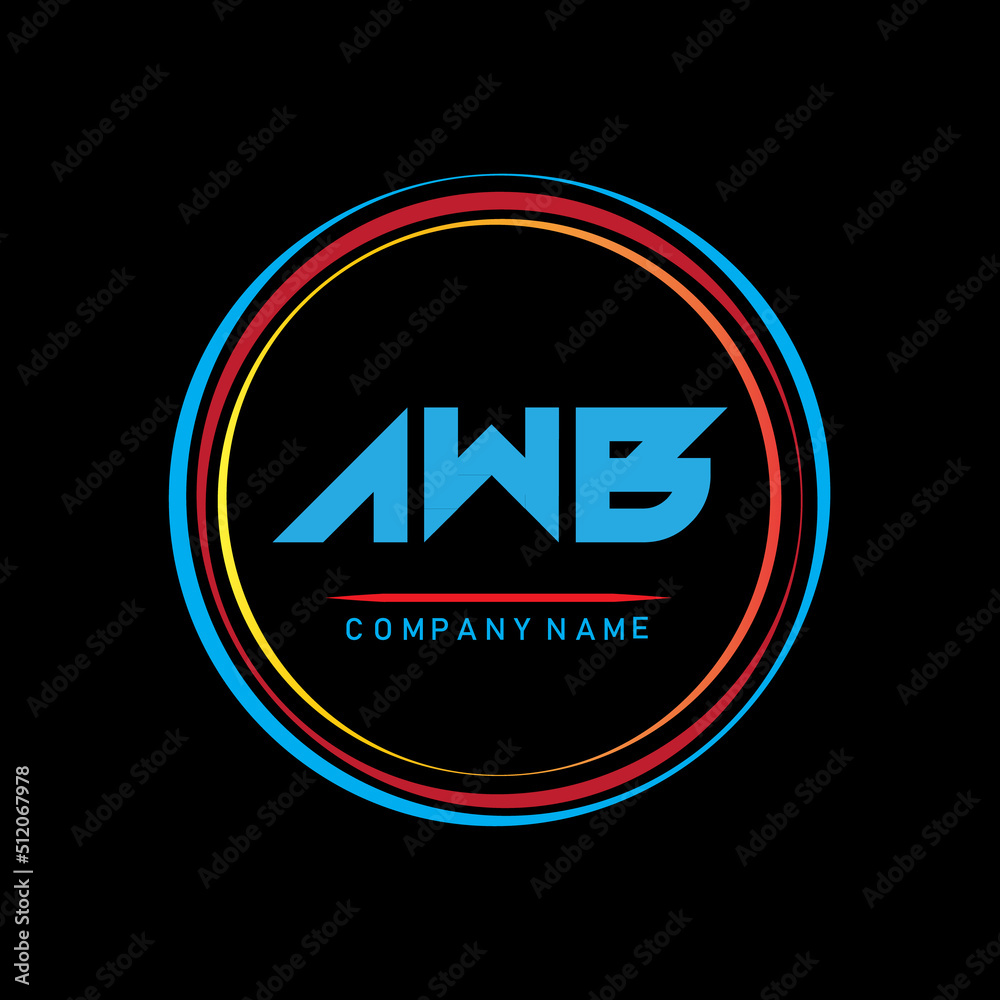 AWB ,A W B letter logo design with Circle, round shape, AWB alphabet ...