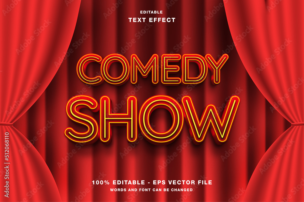 Comedy Show 3d wtih show background editable text effect Stock ...