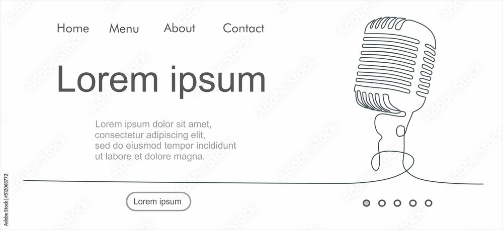 Continuous one single line drawing Retro microphone logo icon vector ...