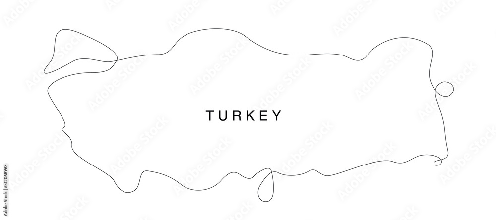 Line art Turkey map. continuous line europe map. vector illustration ...
