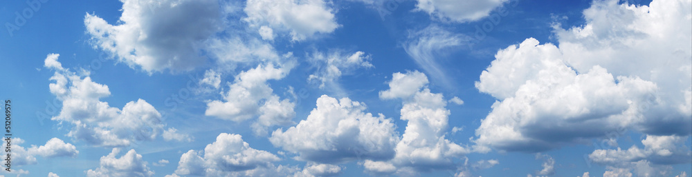 Blue sky with small clouds - panorama Stock Photo | Adobe Stock
