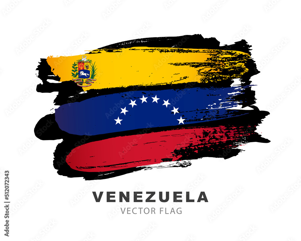 Flag of Venezuela. Colored brush strokes drawn by hand. Vector ...