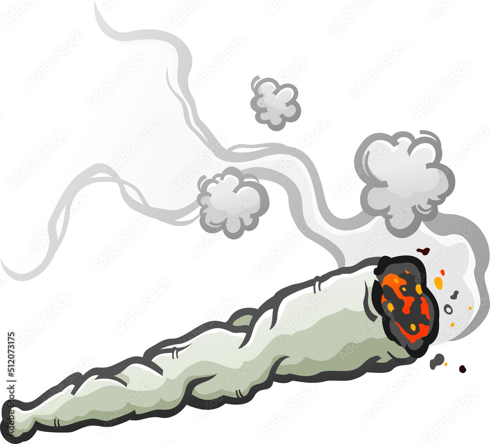 Smoking rolled marijuana joint burning cartoon vector illustration Stock Vector | Adobe Stock