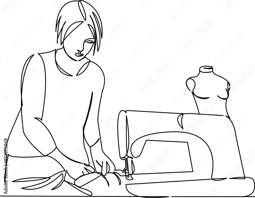 Lady Sewing Clipart