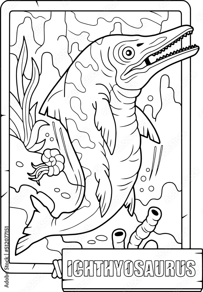 prehistoric water dinosaur ichthyosaurus, coloring for children ...