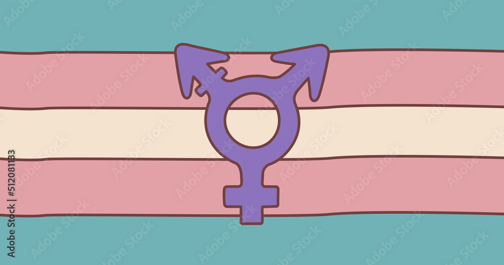 Transgender pride flag and Transgender symbol in doodle style. Isolated ...