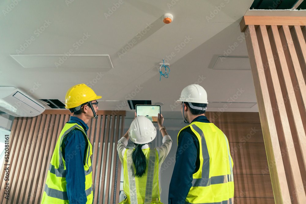 Engineer and architect working discussion plan in construction process ...