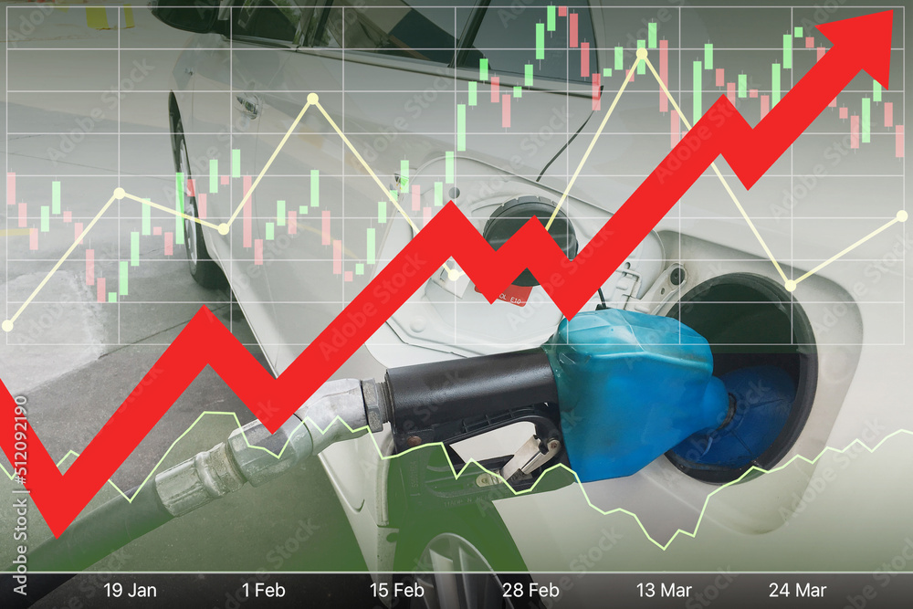 Stock index financial data diagram with big red arrow up, graph, chart ...