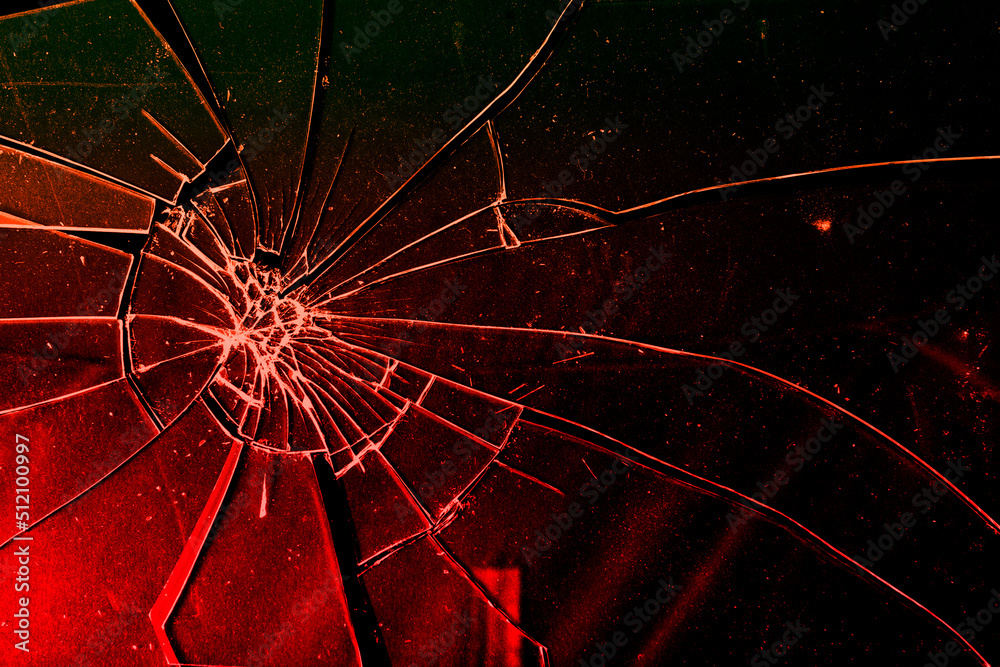 Сracked Glass Close Up On Red Background Texture Of Broken Glass Stock Illustration Adobe Stock