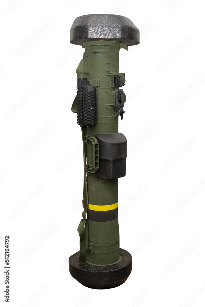 An anti-tank missile system on a white background, isolated. Modern ...