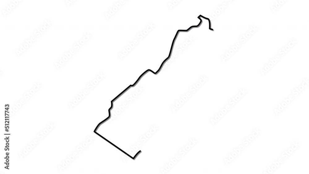 Monaco map, country territory outline self drawing animation. Line art ...