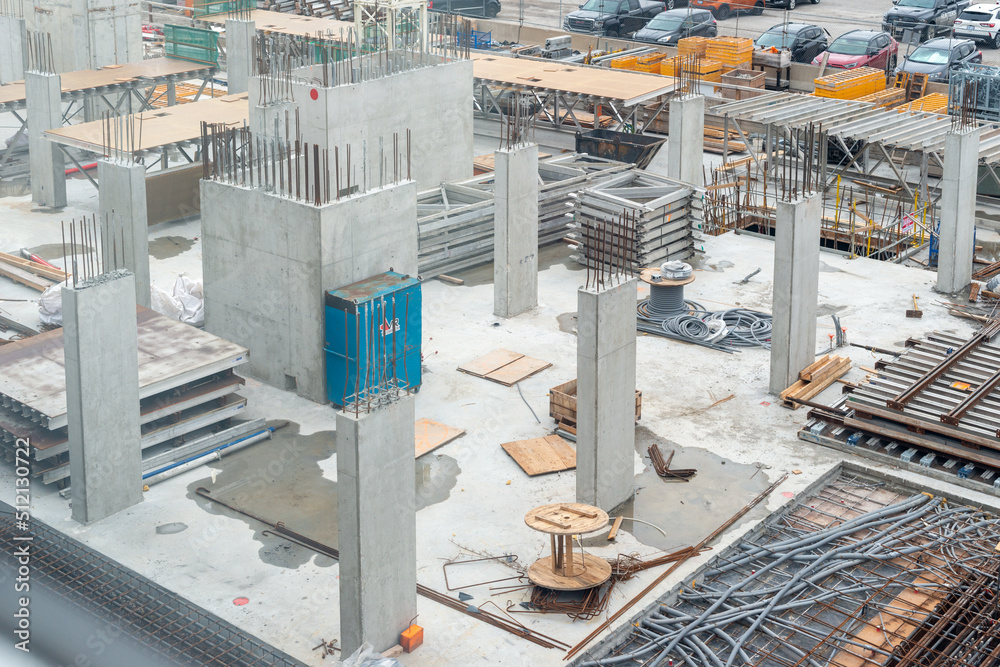 A large square footage of a commercial building with concrete forms ...