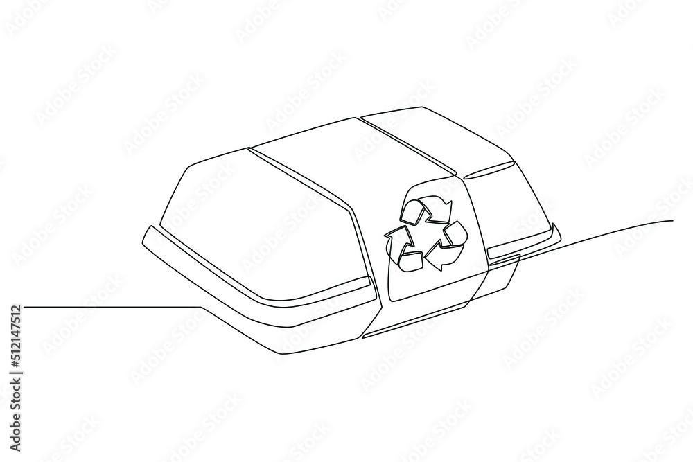 Continuous one line drawing eco packaging box for food. Eco packaging ...