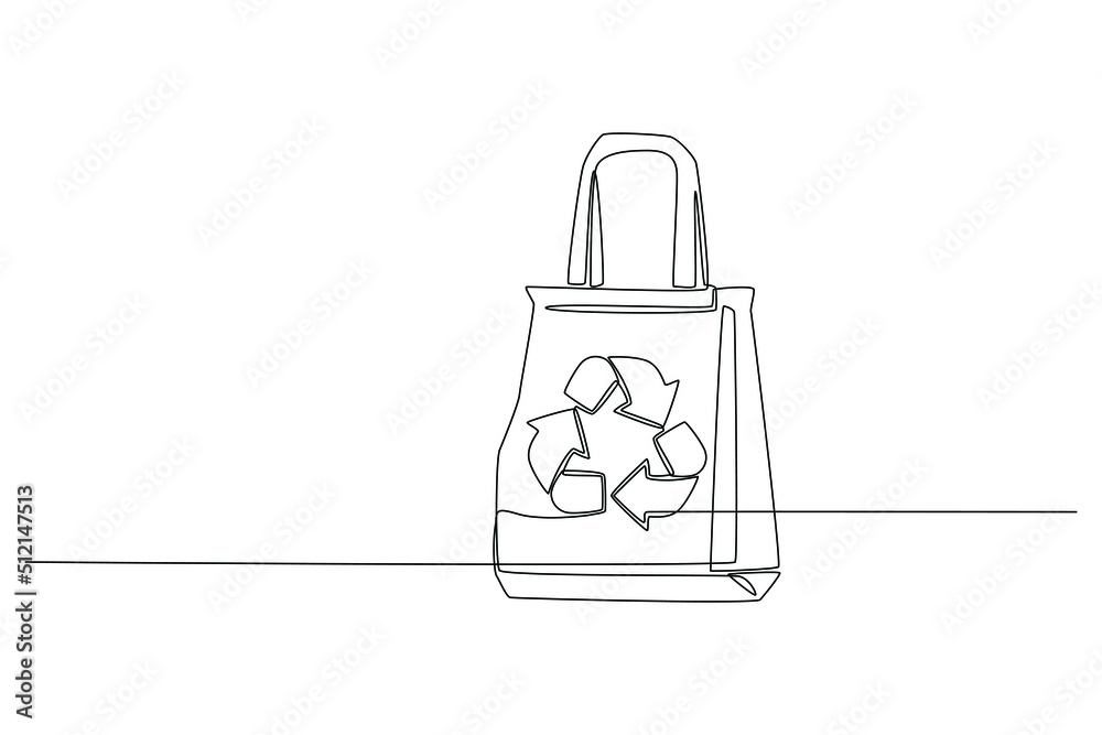 Continuous one line drawing eco packaging bag. Eco packaging concept ...
