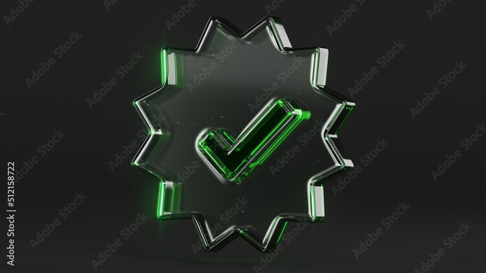 3D realistic glass star verified icon. Instagram verified badge. Social ...