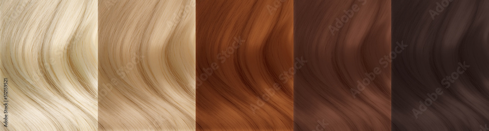 Collage of color hair samples, closeup. Banner design Stock Photo ...