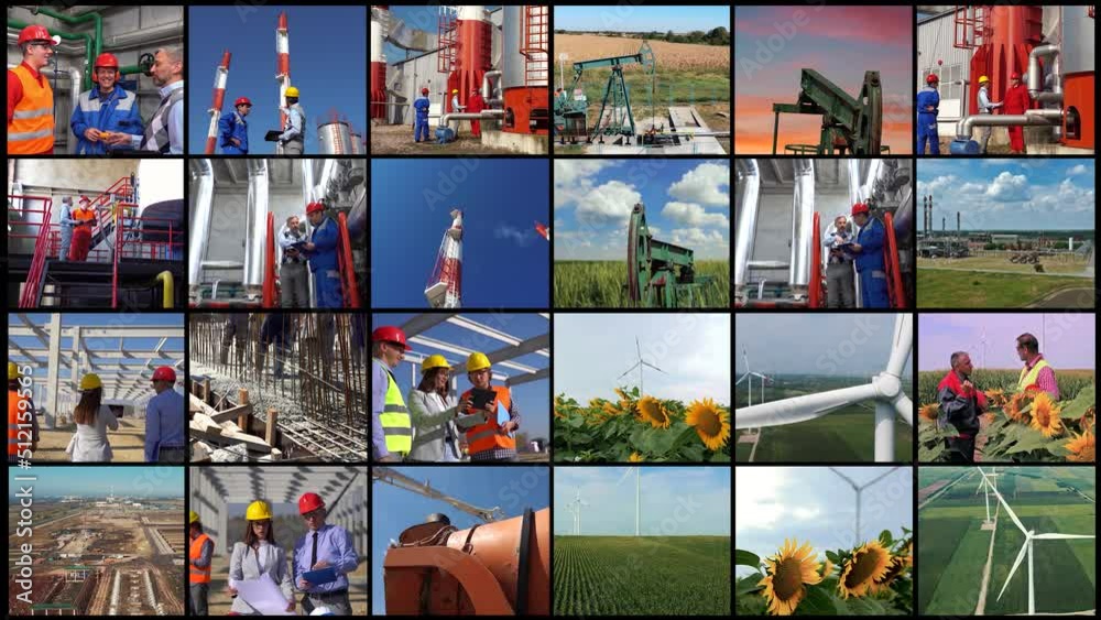 Industrial Production And Development Multi-Screen Video. Industrial ...