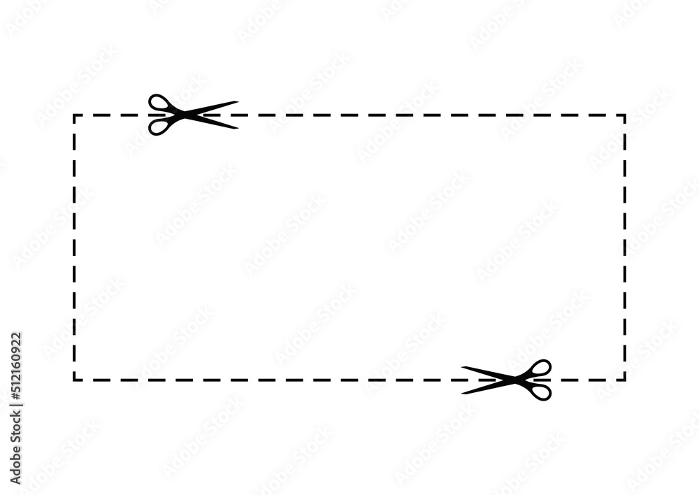 Photo & Art Print Scissors cut dotted line coupon with dash icon, Irina