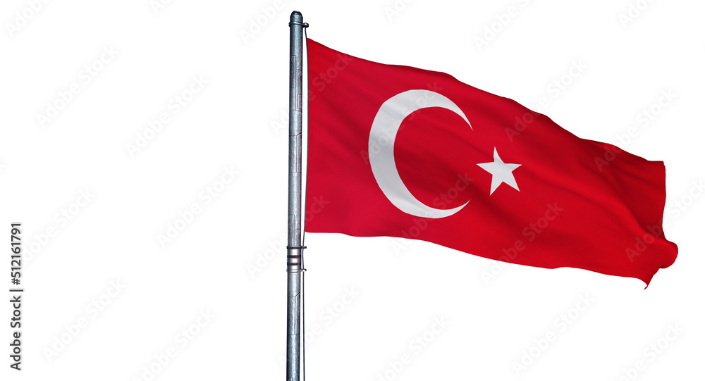 Turkish Flag, Turkish State 3D Flag Study Stock Illustration | Adobe Stock