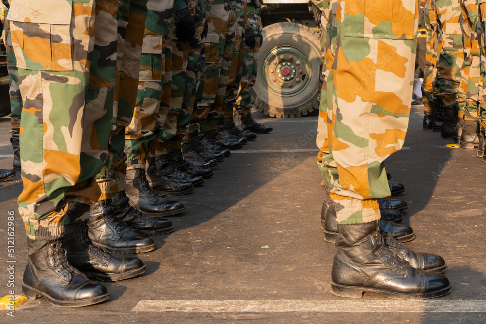 Legs of Indian army men, marching past in Indian Independence day ...