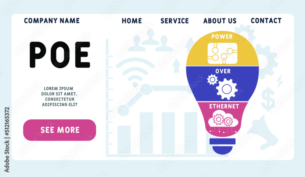 Vecteur Stock PoE - Power Over Ethernet acronym. business concept ...