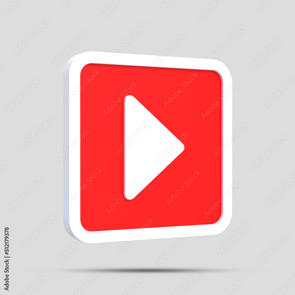 Glossy play button sign 3d social media logo music minimal icon 3d ...