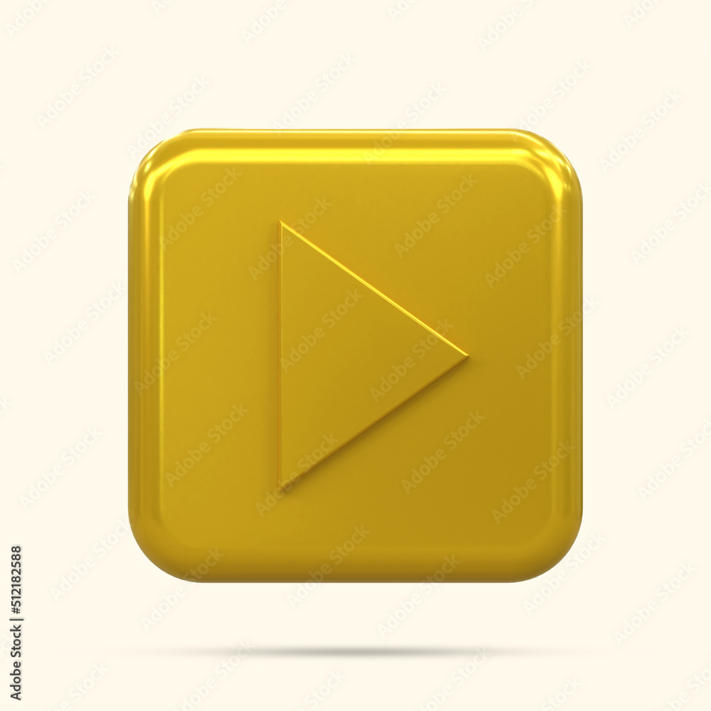 Glossy play button sign 3d social media logo music minimal icon 3d ...