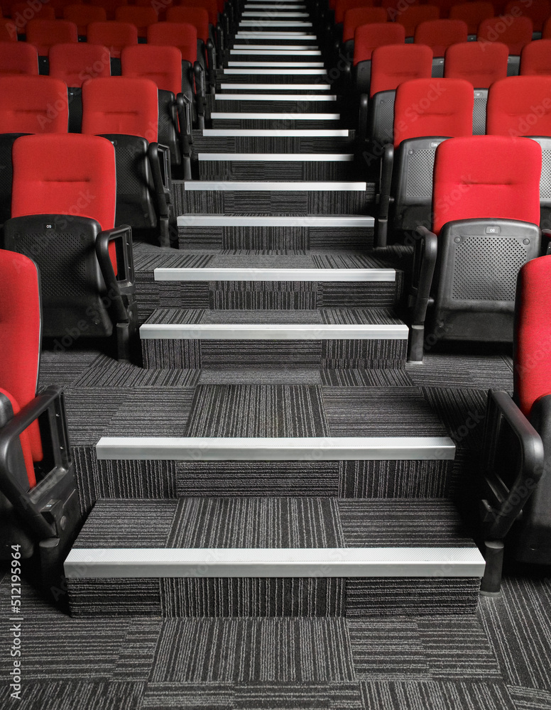 Flight of steps between rows of seats in theatre Stock Photo | Adobe Stock