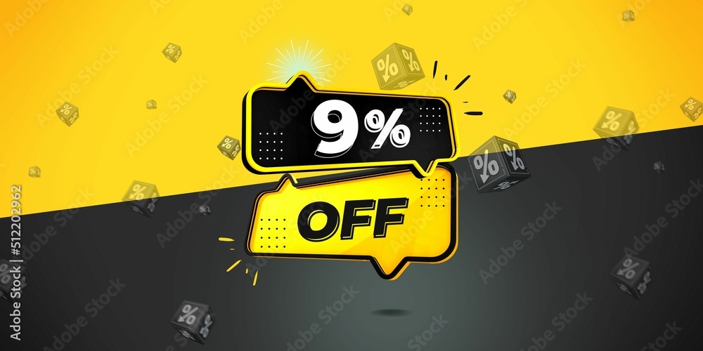 9% off limited special offer. Banner with nine percent discount on a ...
