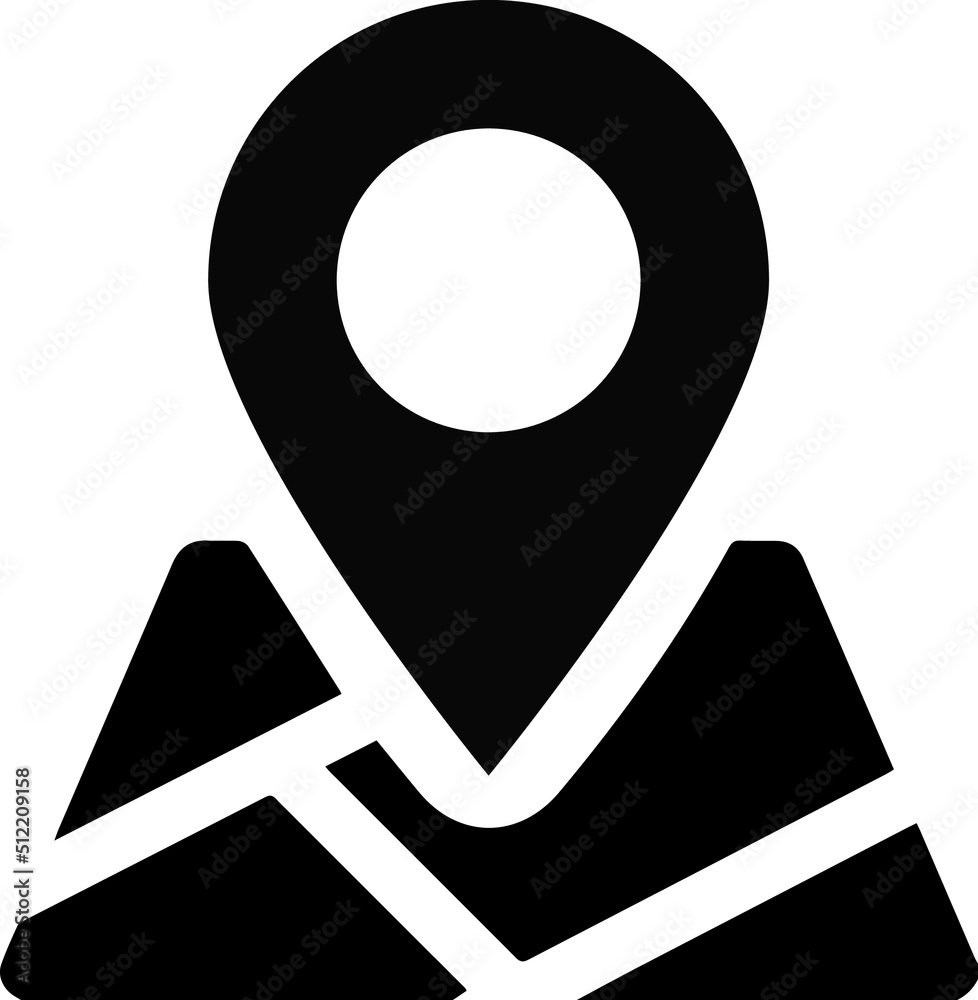 Map and location symbols. Mapping icon. Geolocation map path distance ...