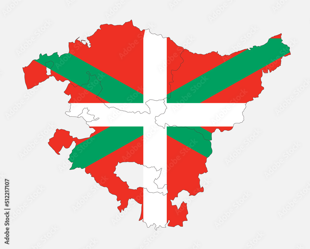 Map of the Basque Country in the colors of the flag with administrative ...