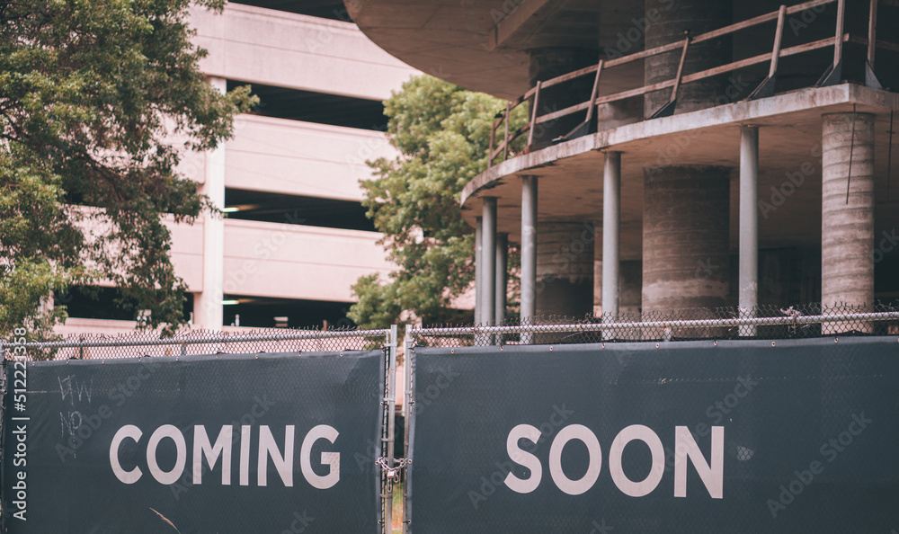 sign in front coming soon new building construction miami Stock Photo ...