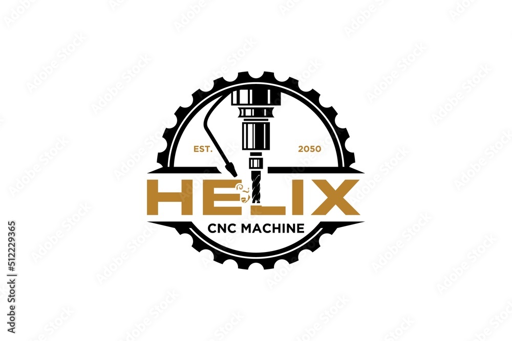 CNC Lathe machine Logo Computer Numerical Control modern 3D cutting ...